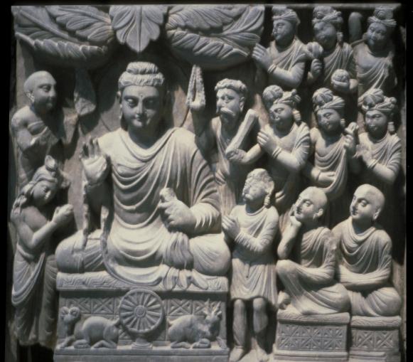 Life of the Buddha: Buddha preaching his first sermon in the Deer Park ...