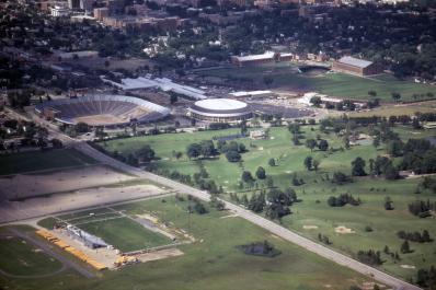 Michigan Athletic Campus, June 1969, aerial view from southwest ...